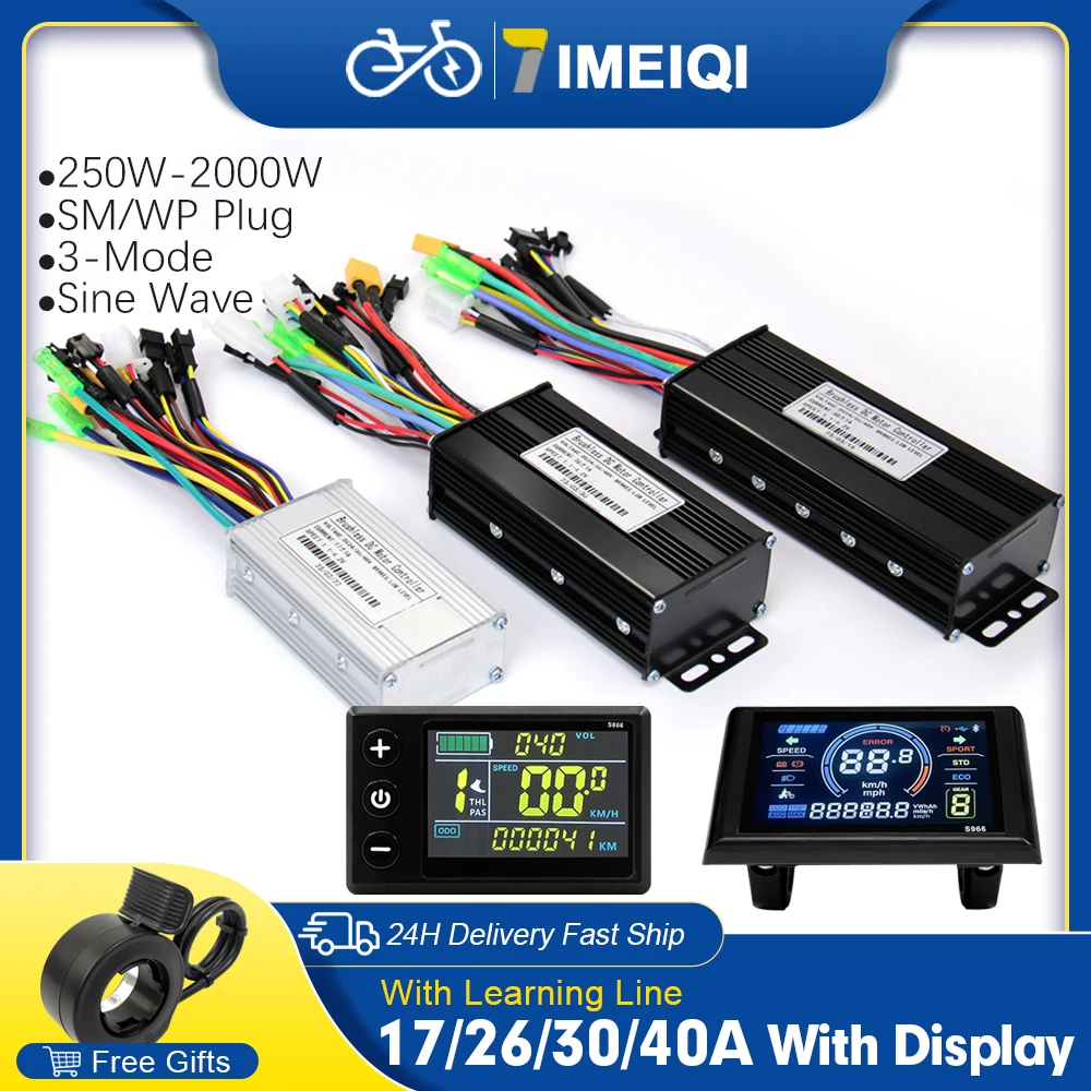 Three-Mode-Ebike-Sine-Wave-Controller-36V-48V-17-26-30-40A-with-LCD ...