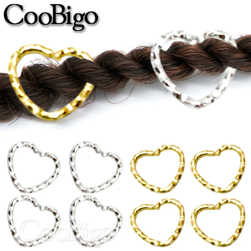 50pcs Hair Braid Split Rings Connectors Charms Heart Rings Twisted DIY ...