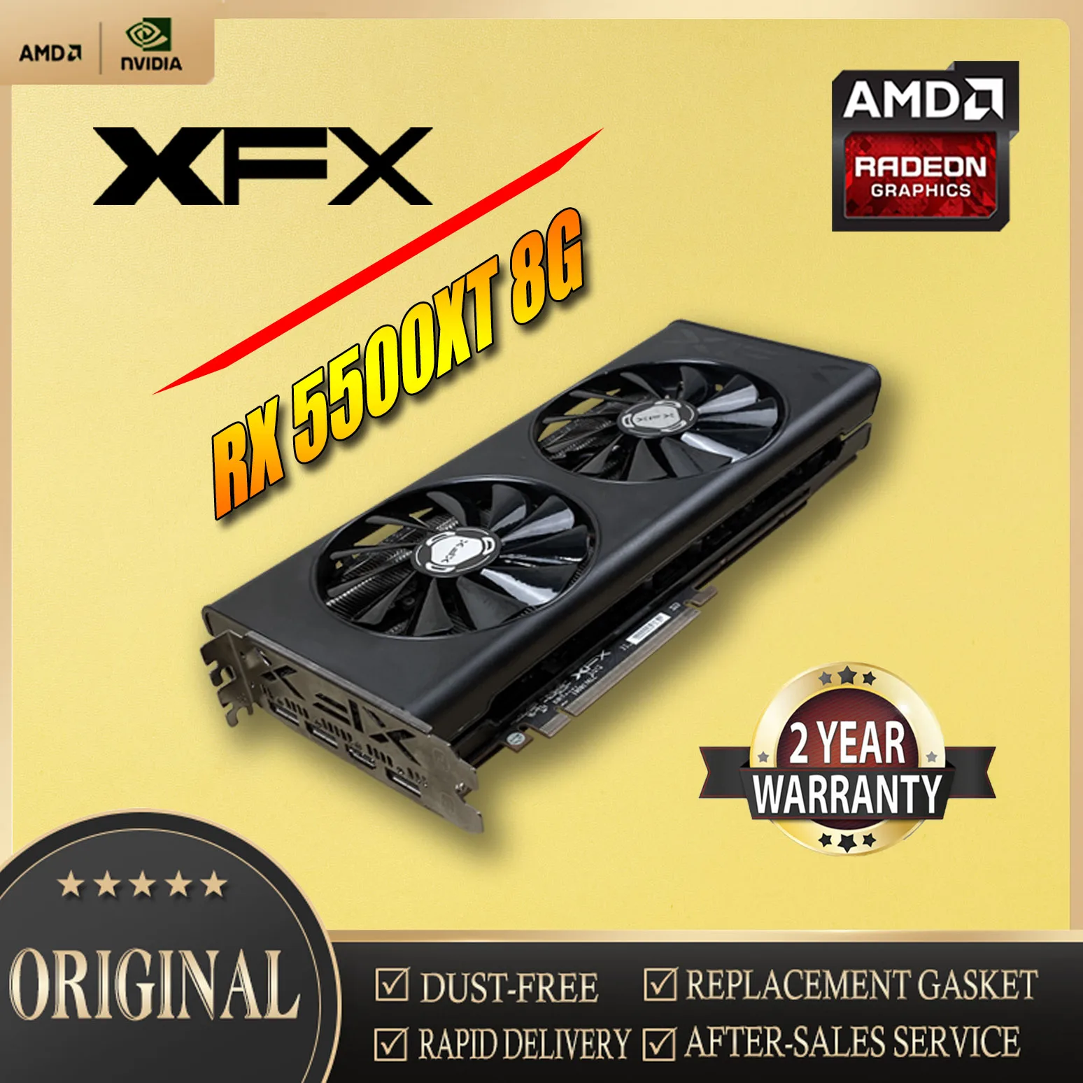 XFX AMD Radeon RX5500XT 8G Graphics Video Desktop PC Computer Game Map ...