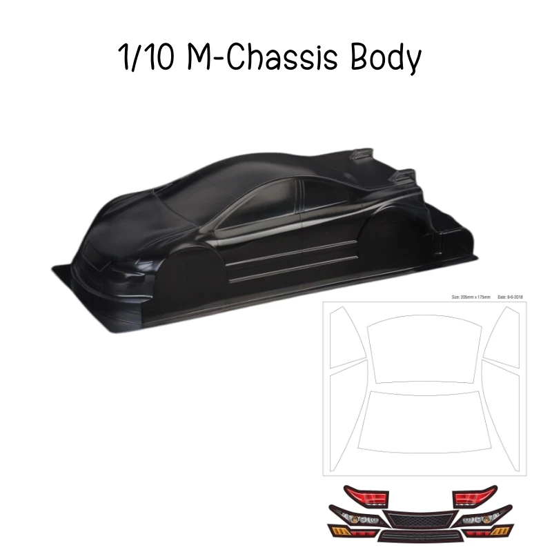 Clear Pc Plastic Body Shell With Stickers for 1 10 M-Chassis 225mm ...