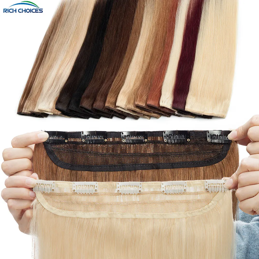 10-24-Clip-in-Human-Hair-Extensions-100-Real-Human-Hair-Weft-One-Piece ...