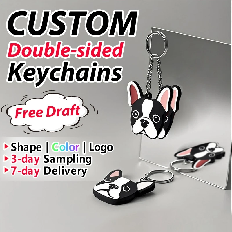 2025 Customized Double -sided PVC Rubber Keychain Personalized Key Ring ...