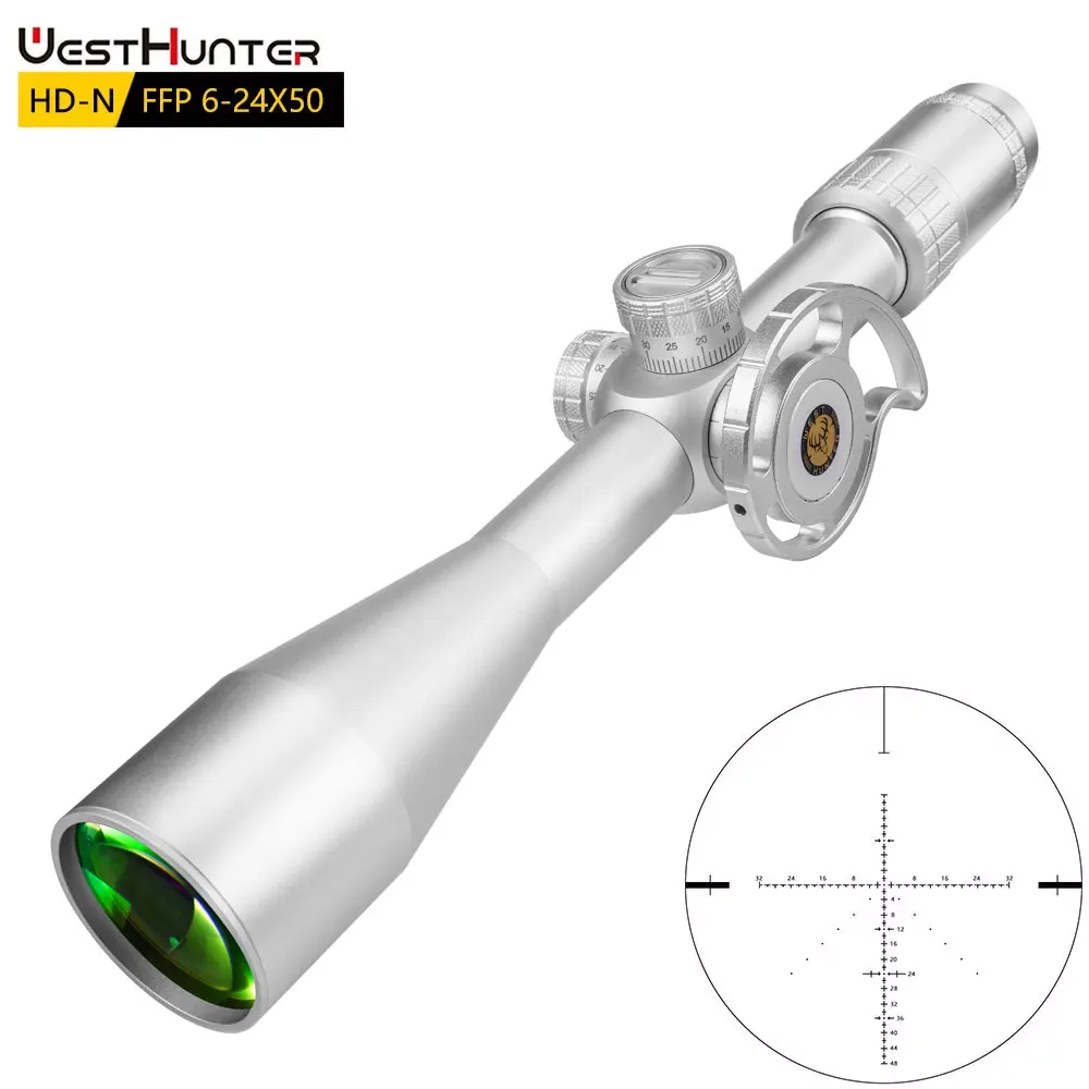 WestHunter HD-N 6-24X50 FFP Scope Silver Hunting First Focal Plane ...