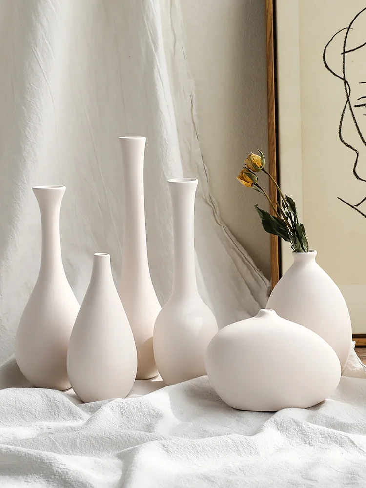 Nordic-Decoration-Home-Plain-Pottery-Vase-White-Vase-Minimalist ...