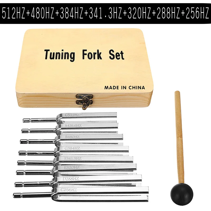 8Pcs 256-512HZ Steel Tuning Fork Set Health Physics Vibration Medical ...