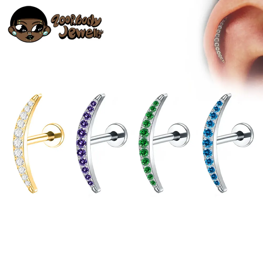 ASTM-F136-Titanium-Labret-Helix-Piercing-16-18G-Internal-Thread-Curved ...