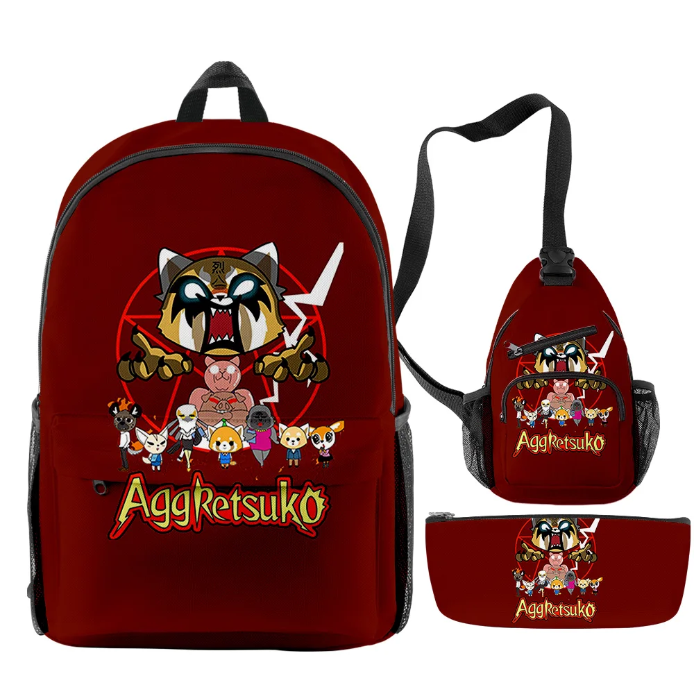 Harajuku-Novelty-Cool-Aggretsuko-3D-Print-3pcs-Set-pupil-School-Bags ...
