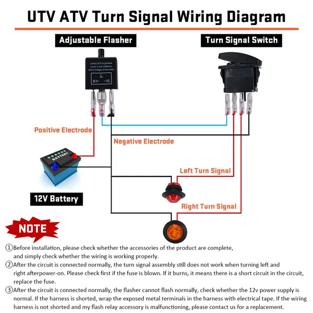 UTV Turn Signal Kit Universal ATV/ - Street Legal Lighting With Rocker ...