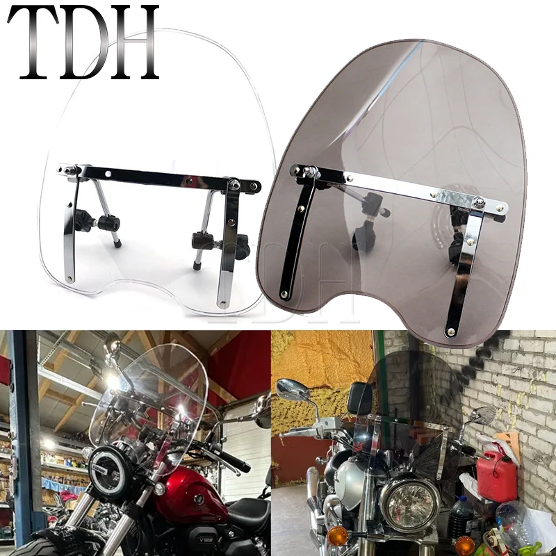 Cruiser Windshield Air Deflector Clip On 7/8" 22MM Bar Mount Windscreen ...