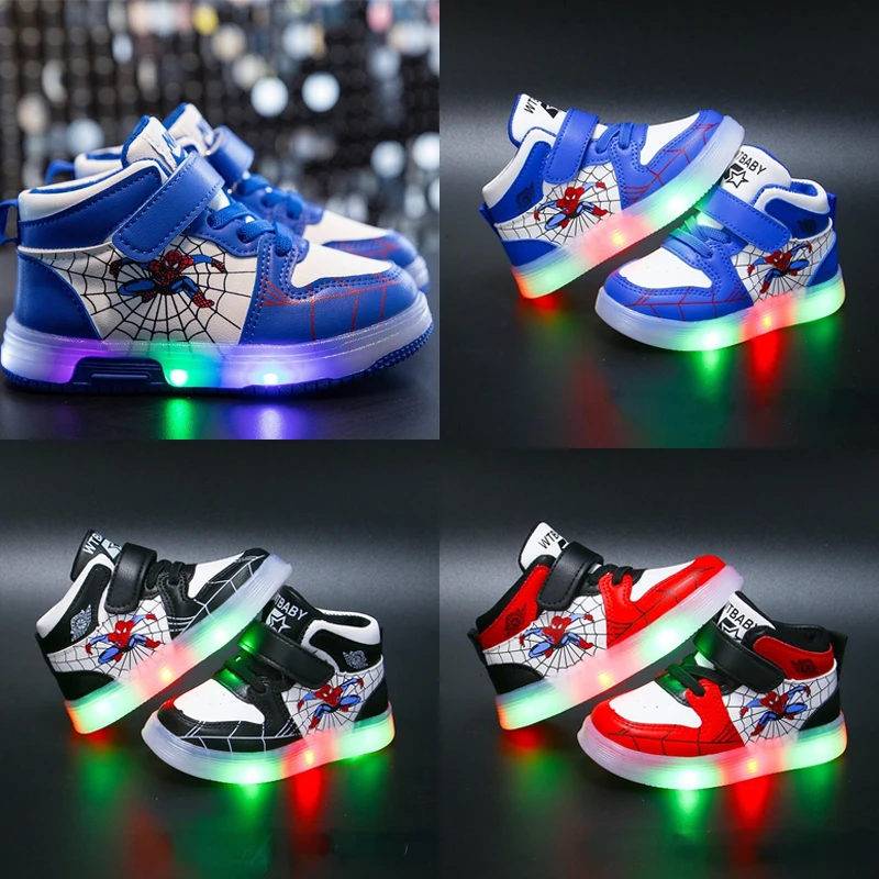 Marvels-Spiderman-Sneakers-Boys-LED-Light-Up-Toddler-Girl-Spider-Man ...