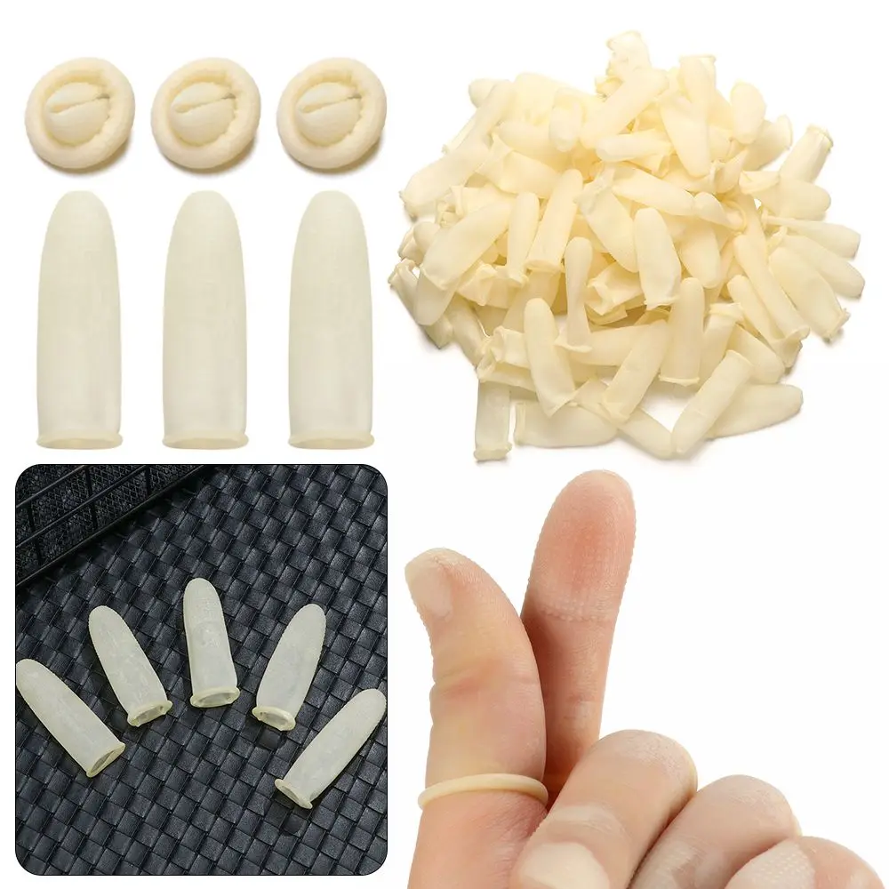 100PCS-Reusable-Finger-Cover-Natural-Rubber-Gloves-Non-slip-Latex ...