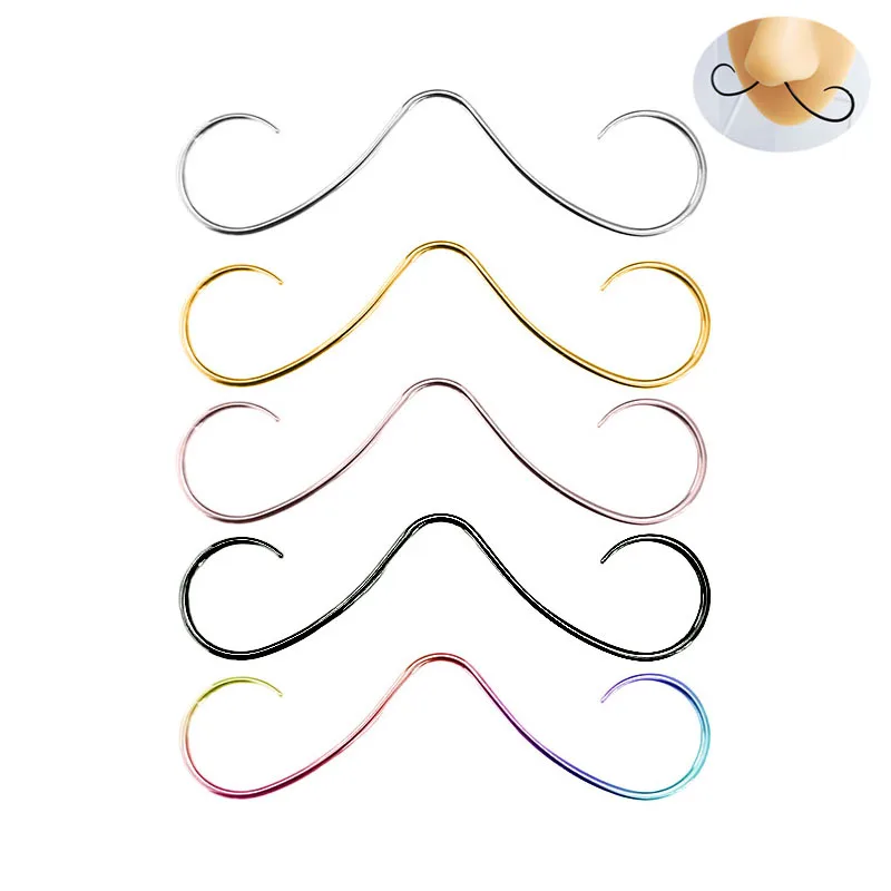 14G-16G-Mustache-Septum-Jewelry-Fake-Nose-Piercing-Punk-Goth-Helix-Body ...