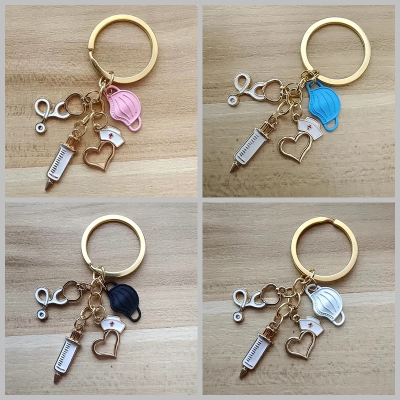 New Nurse Doctor Mask Keychain Paramedic Keychain Syringe Stethoscope ...