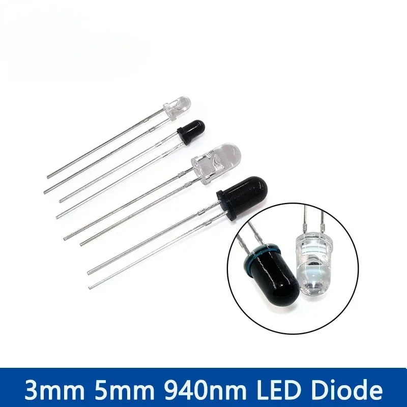 10 Set 5mm 3mm 940nm LEDs Infrared Emitter & Receiver Diode 1.4-1.6V ...