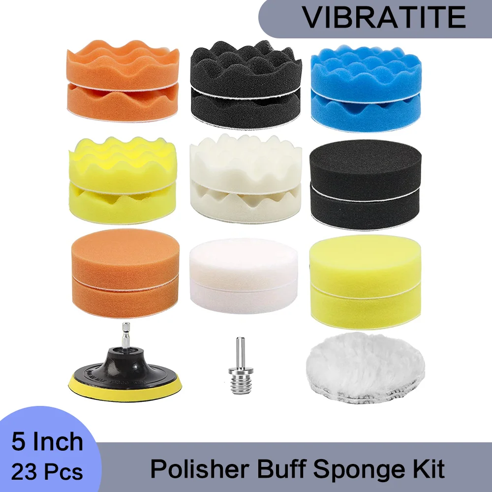 5-Inch-Polisher-Buff-Sponge-23-Pcs-with-with-Hex-Shaft-Polishing-Pad ...