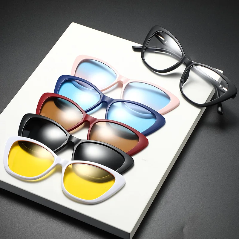 VCKA-Custom-Myopia-Hyperopia-Glasses-With-Cat-Eye-Magnet-Clip ...