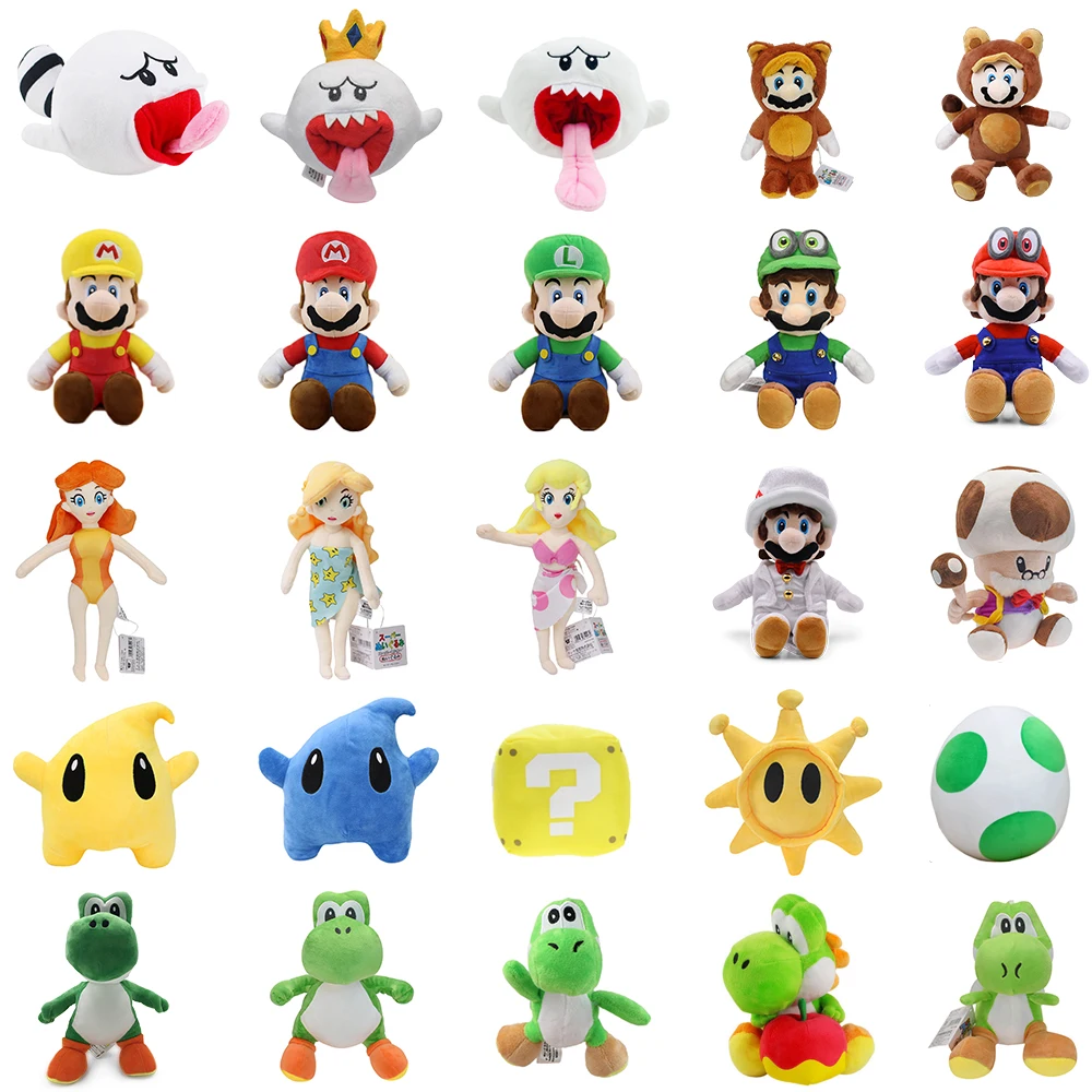 Green-Yoshi-Egg-Mario-Luigi-Plush-Doll-Kawaii-Raccoon-Yellow-Block-Toy ...