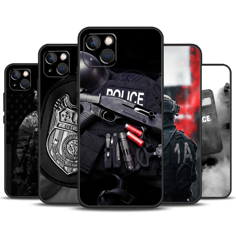 Police Symbol Case For iPhone 16 15 14 13 12 11 Pro Max Mini X XR XS ...