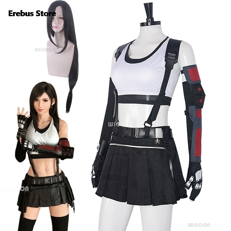 Final-Fantasy-FF-VII-Tifa-Cosplay-Costume-Wig-FF7-Remake-Game-Cosplay ...