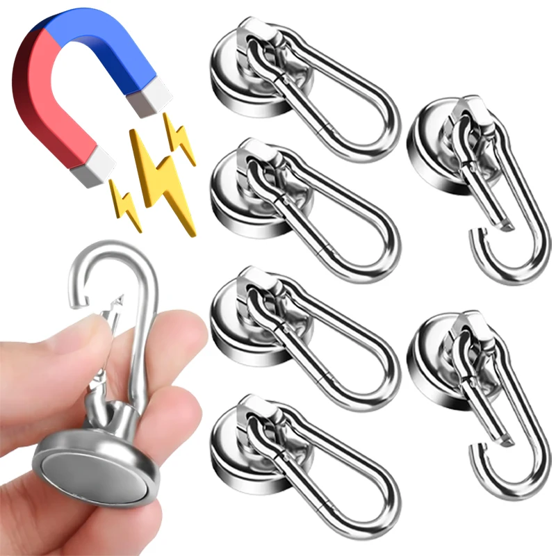 1-20PCS-Strong-Neodymium-Magnetic-Hooks-360-Rotating-Carabiner-Magnet ...