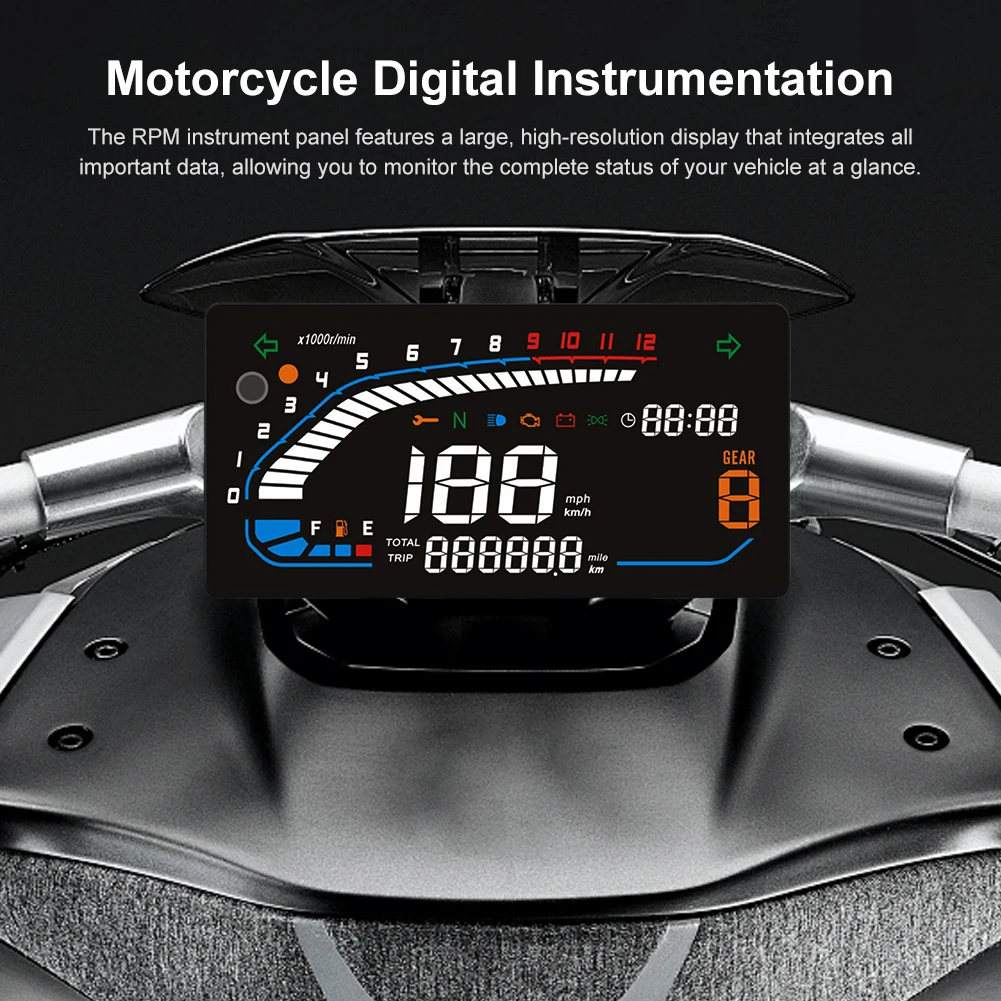 Universal Digital Motorcycle Speedometer Motobike Dashboard LED ...