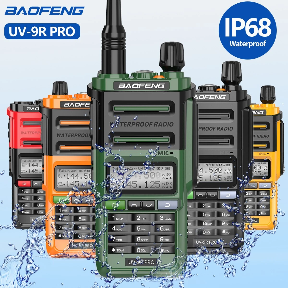 Baofeng UV 9R PRO V1 IP68 Waterproof Walkie Talkie High Power Dual Band UHF VHF Long Range CB ...