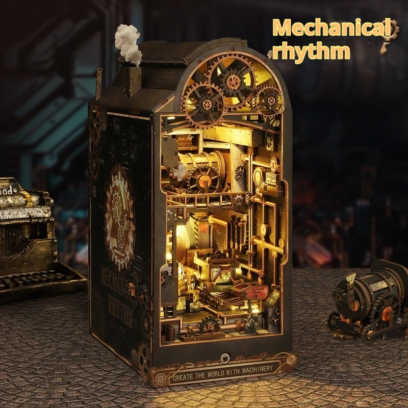 Diy Wooden Mechanical Rhythm Book Nook Shelf Insert Miniature Model ...