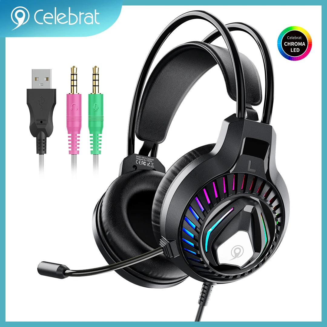 Led Gaming Headphone With Mic 3.5mm Wired Headset Overear 5.1d Surround ...
