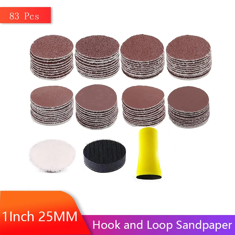 1-Inch Hand Sanding Blocks Set Round with Hook and Loop Discs ...