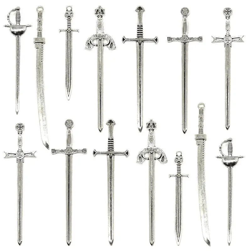 Handmade-DIY-alloy-jewelry-accessories-retro-punk-style-swords-weapons ...