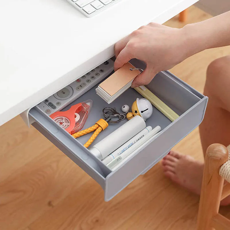 Kitchen-Cupboard-Storage-Drawer-Invisible-Under-Table-Organizer-Sticky ...