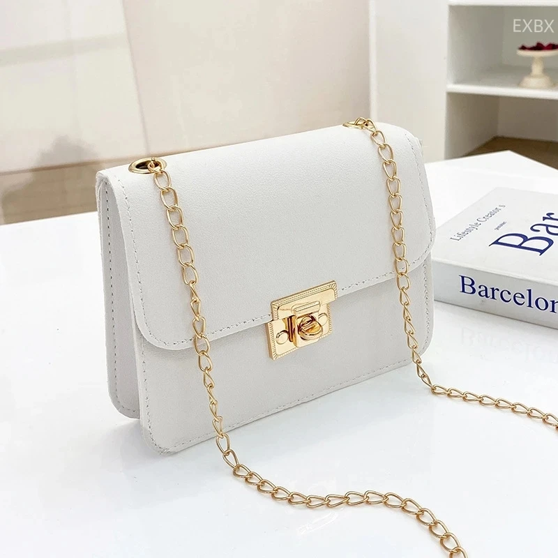 Fashion Small Women Bags All match Chain Shoulder Bag Solid Color ...