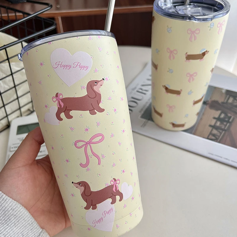 Taza-Termo-coreana-con-pajita-vaso-para-caf-t-cerveza-jugo-550ml-Kawaii ...