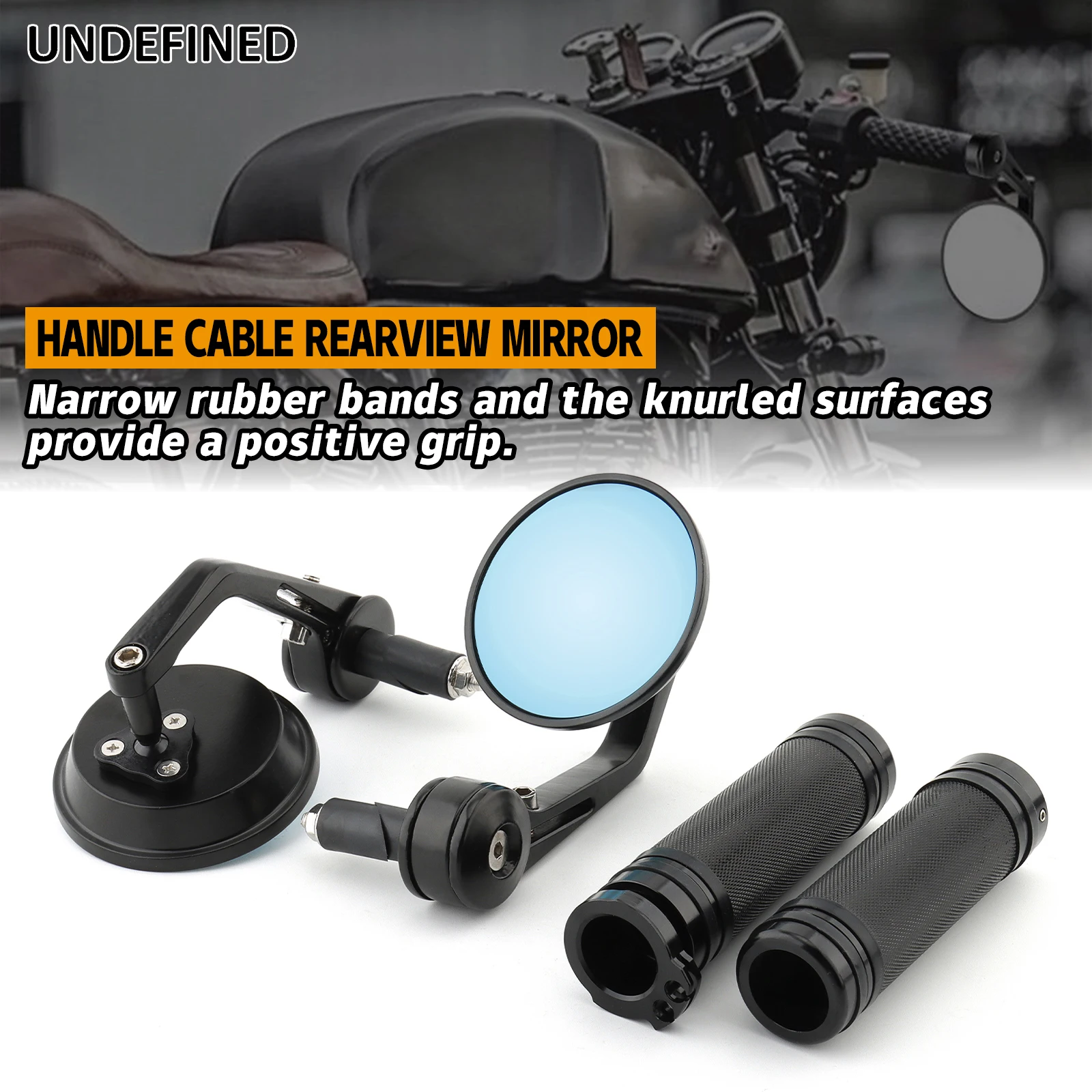 Motorcycle-Hand-Grips-Bar-End-Rearview-Side-Mirror-Black-1-25mm ...