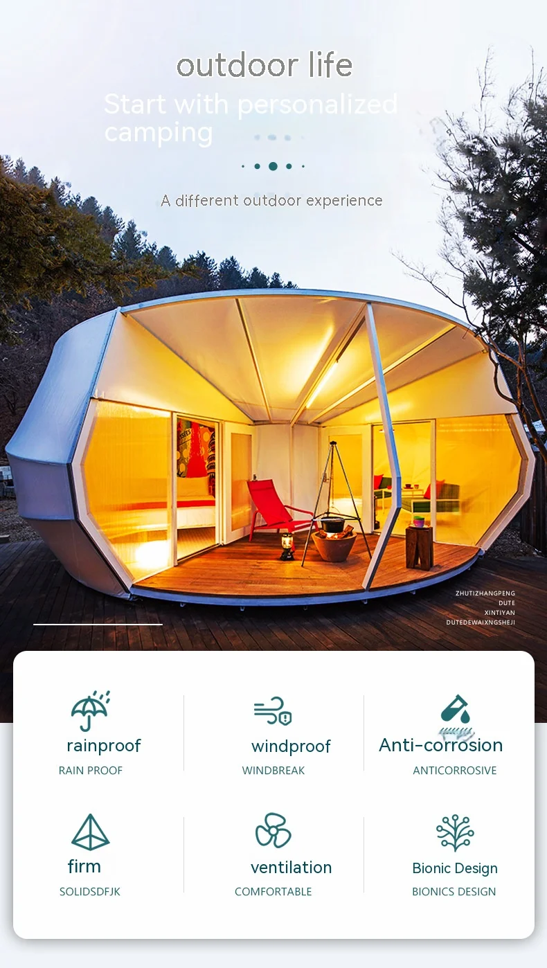 Holiday Camp Steel Structure Special-Shaped Camping Cabin Tent Outdoor ...