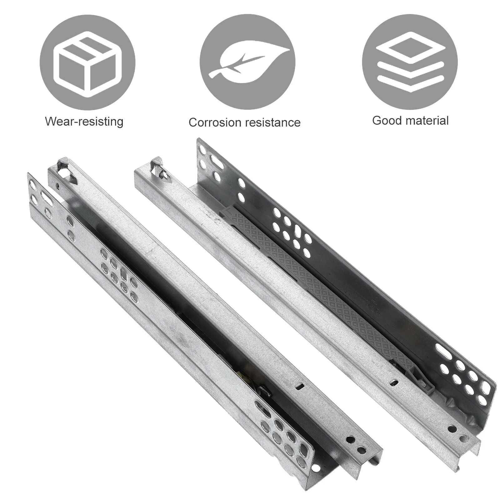 2pc-Bottom-Frame-Drawer-Support-Slides-Rails-Ball-Bearing-Track-Buffer ...