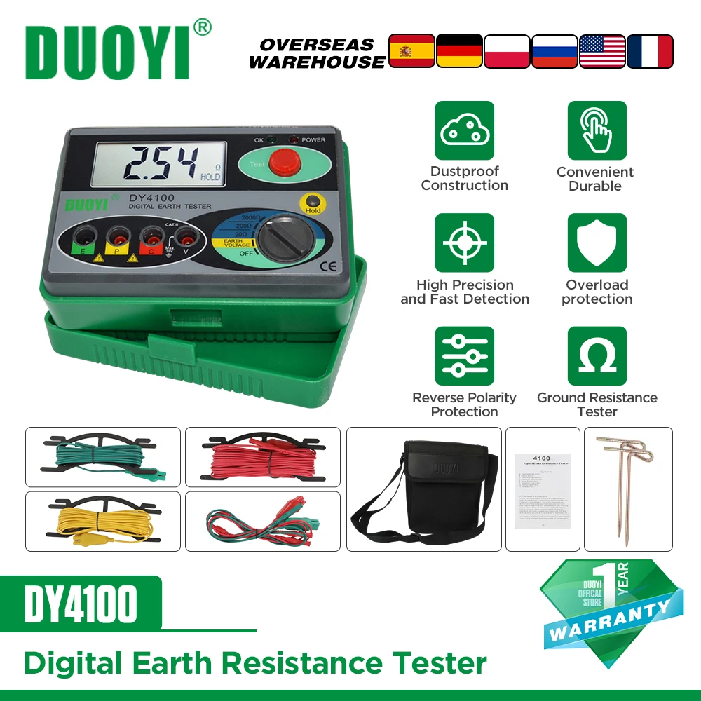 DUOYI-medidor-Digital-de-resistencia-a-tierra-DY4100-Meg-ohmmeter-0-2000-Ohm-instrumentos-de ...