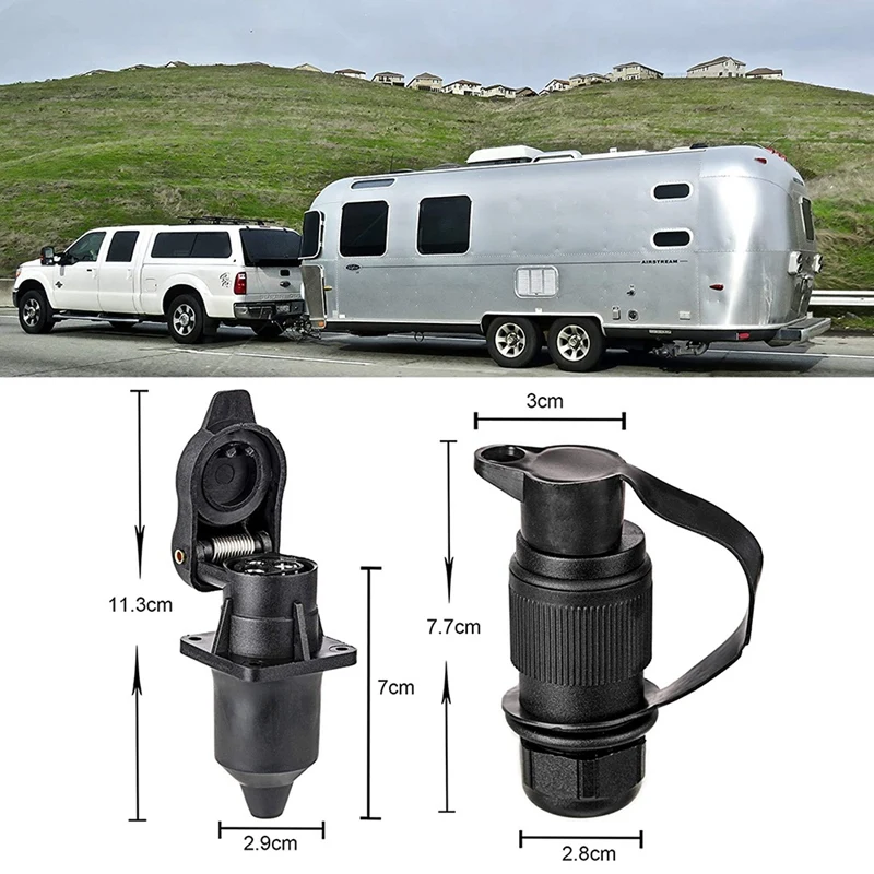 4Pcs Car 3 Hole Trailer Plug Socket 12 V Tractor Plug Socket RV Power ...