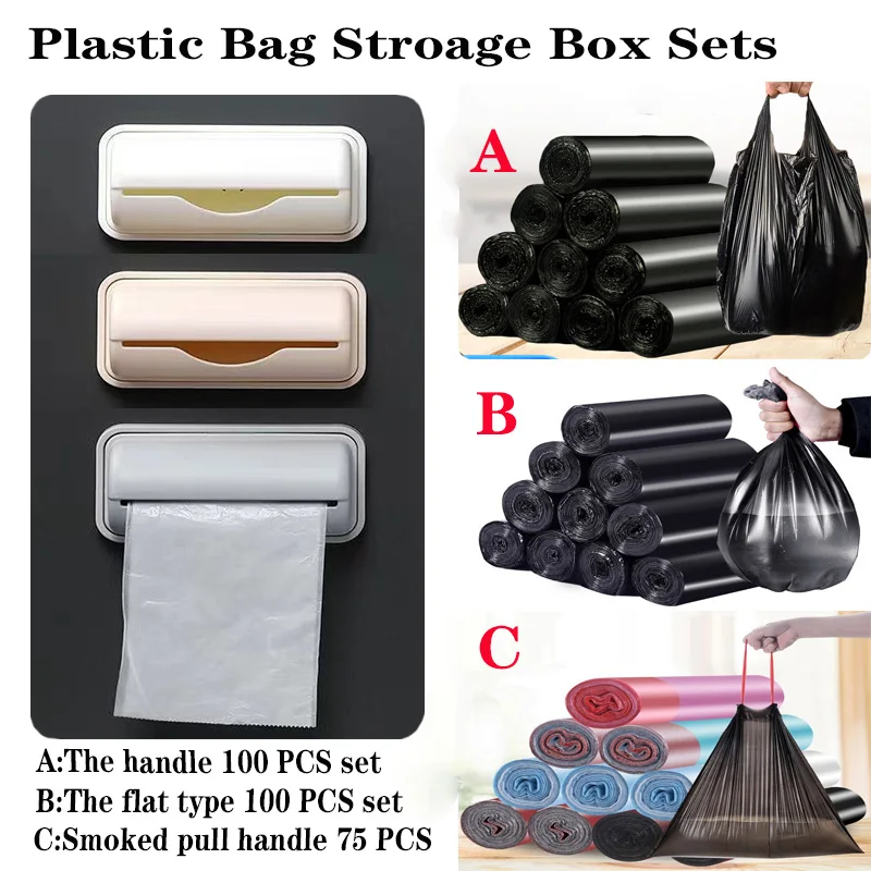 3-style-100-PCS-Plastic-Bag-And-Stroage-Box-Set-Adhesive-Mount-Mounted ...