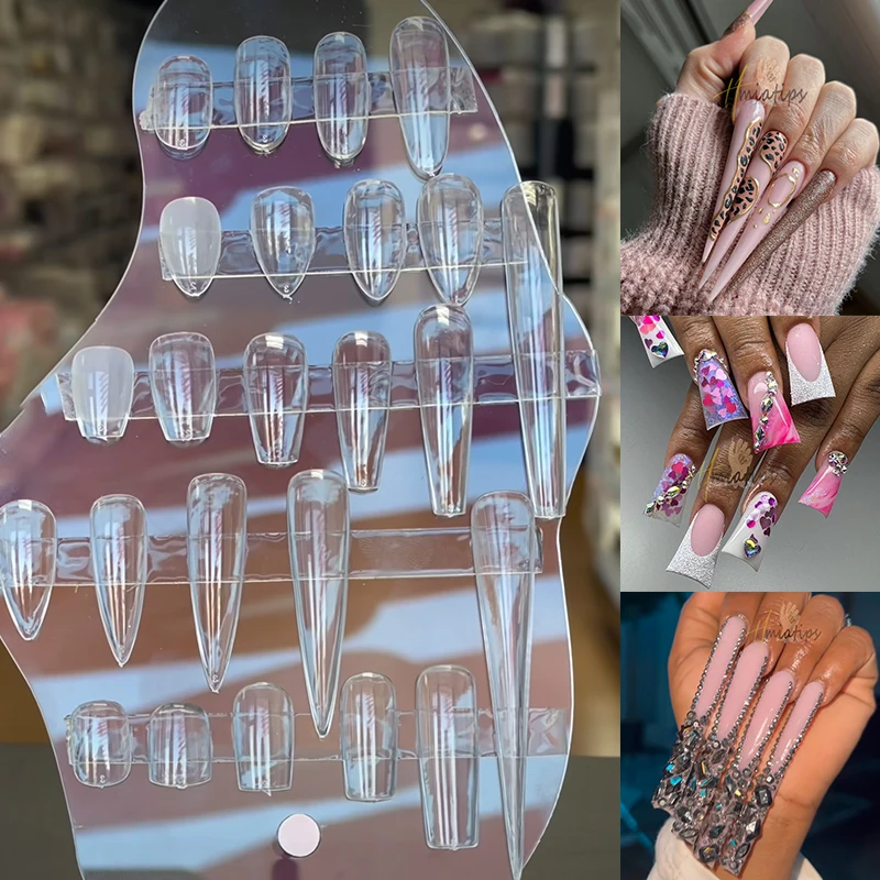 Gel Nails Extension System Full Cover Sculpted Clear Stiletto Coffin ...