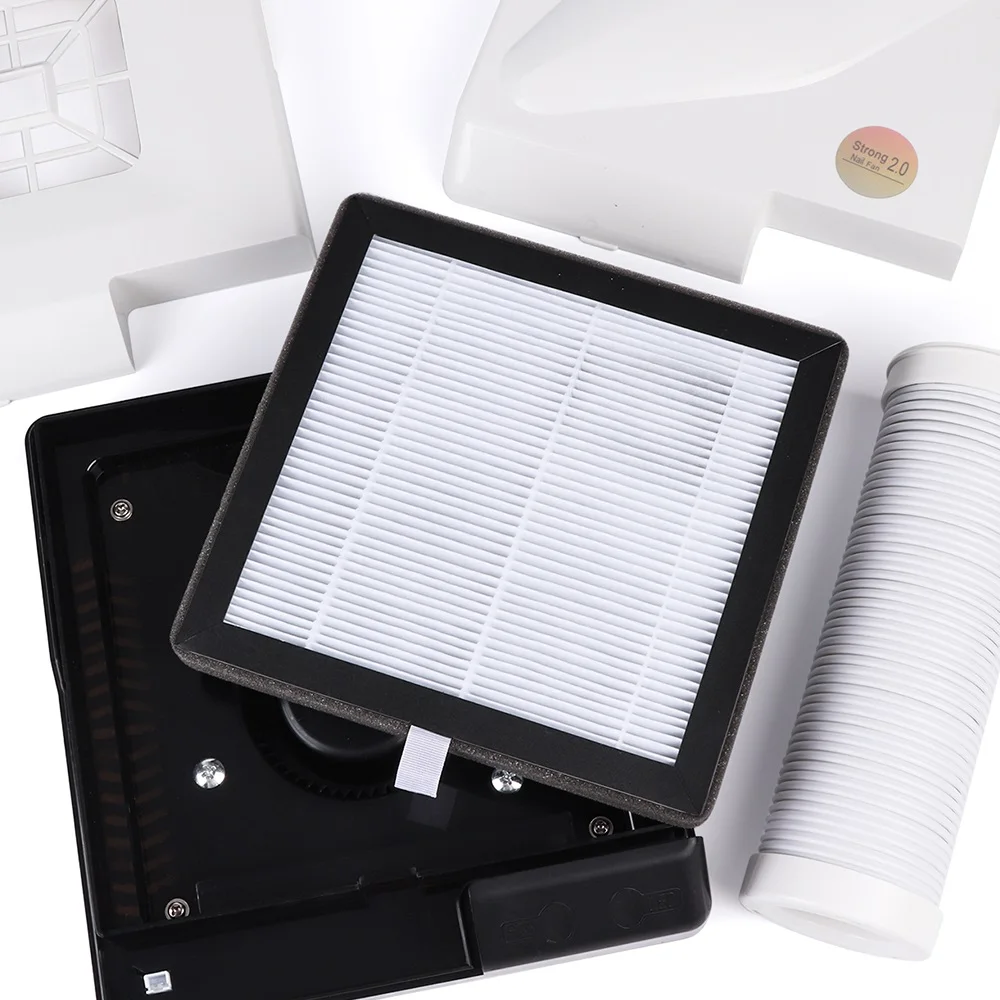 60w 듀얼 사용 다용도 고출력 네일 흡진기 2in1 네일 흡진기 엘보우 디자인 네일 집진기 후드형 흡진기 네일샵용 네일아트 흡진기 Led조명 집진기 네일 먼지 가루 흡입기