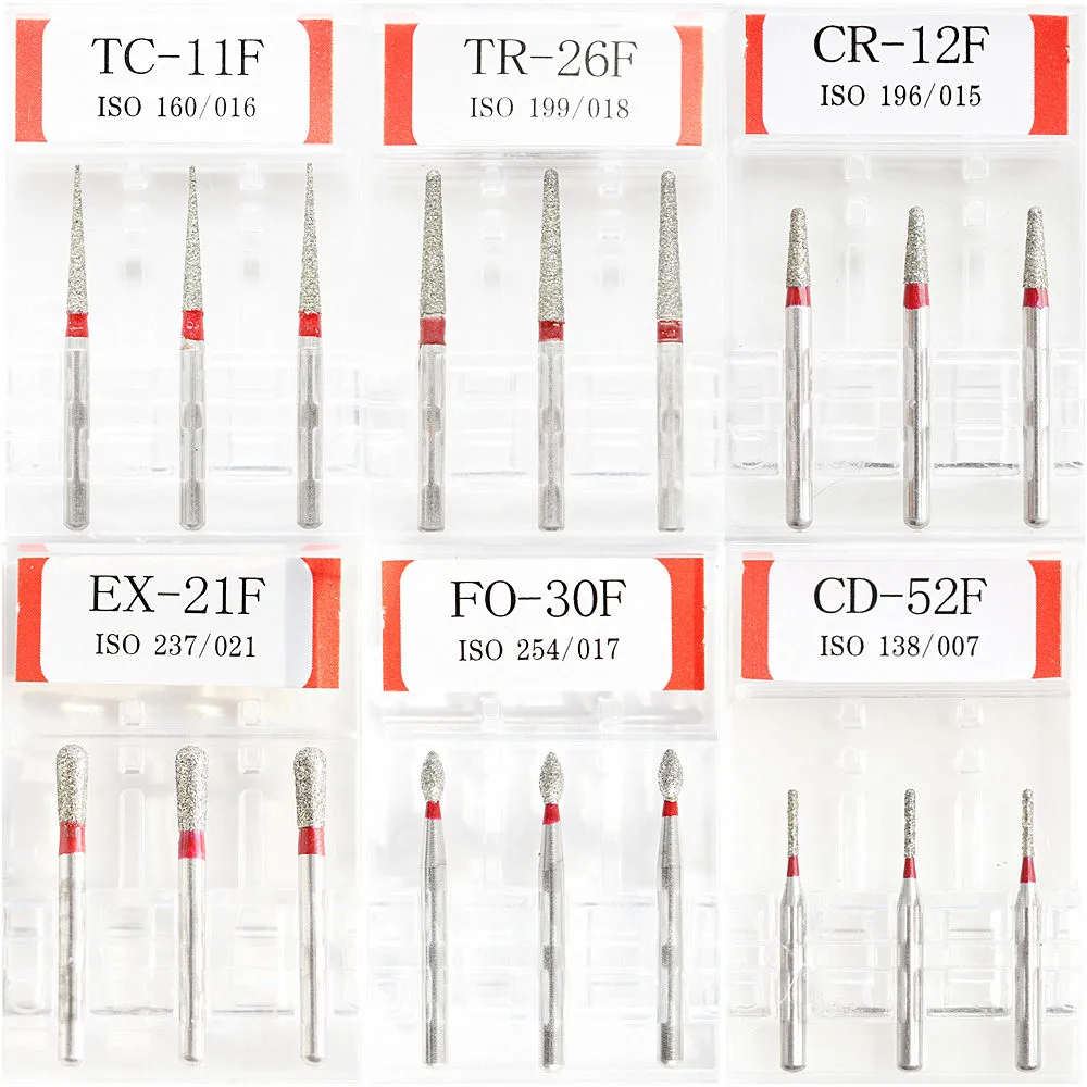 1 Pack Dental Diamond Burs Red Fine Polisher Drill FG 1.6mm High Speed ...