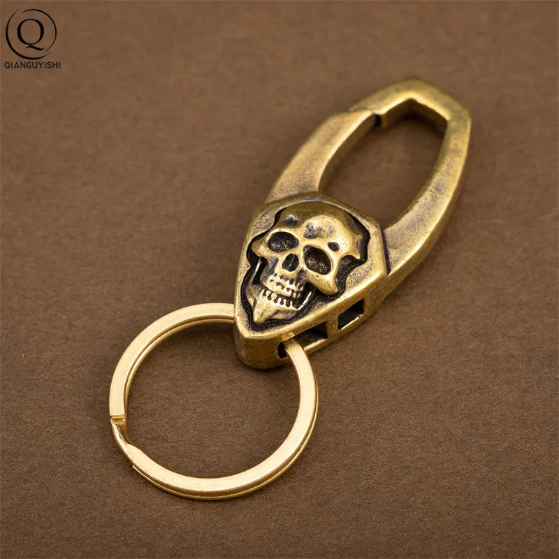 Vintage-Punk-Men-Copper-Skull-Face-Car-Keychain-Trinket-Metal-Brass ...