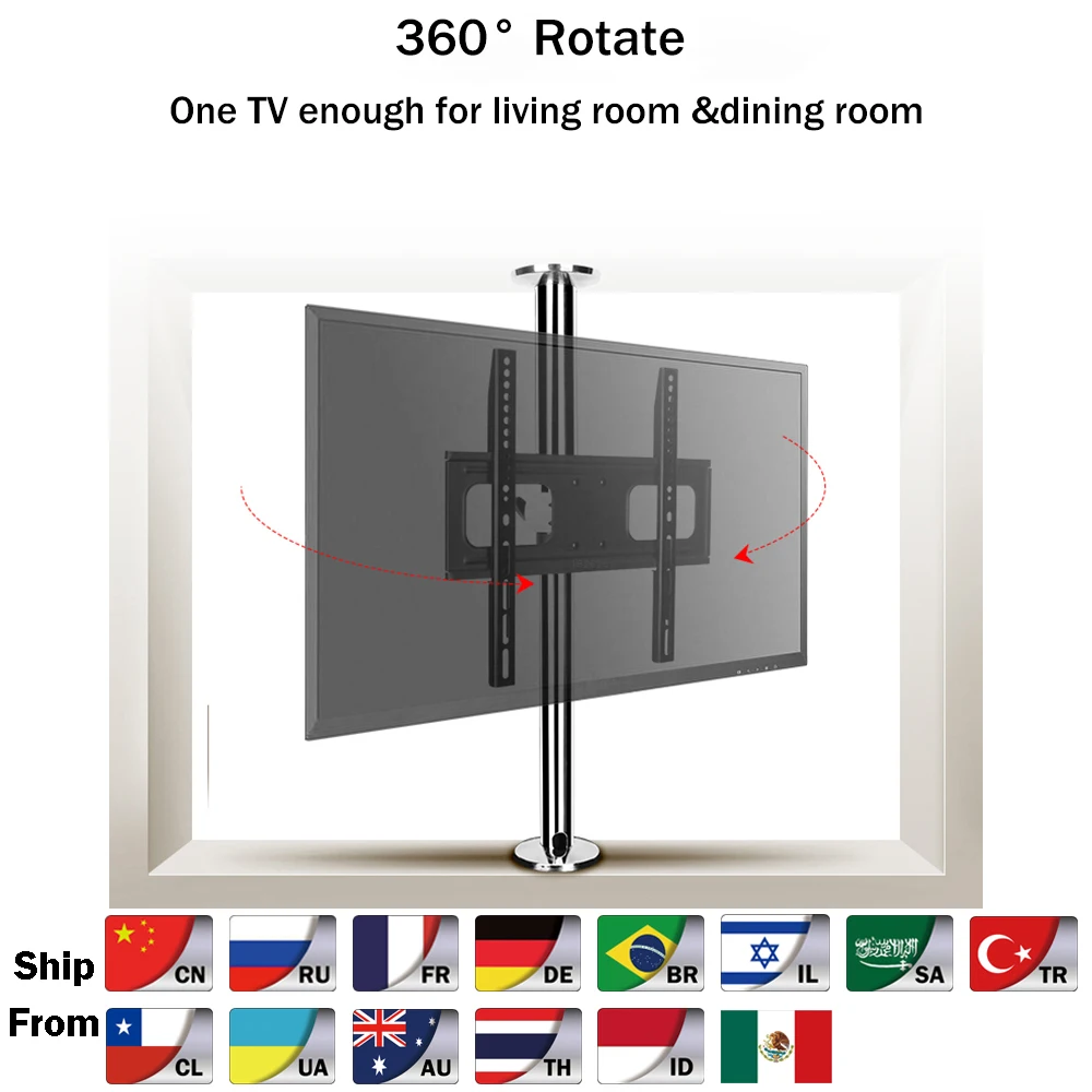 Bg11 New 360 Rotate 23-65 Inch Stainless Steel Lcd Tv Stand Mount ...