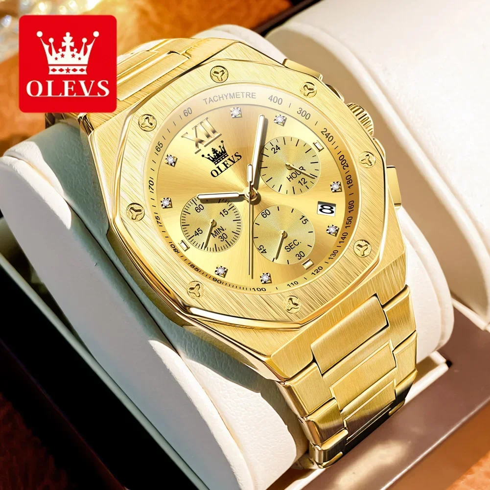 OLEVS-Original-Brand-Watches-for-Men-Waterproof-Luminous-Gold-Stainless ...