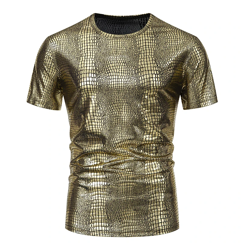 Summer-Men-s-Shiny-Metallic-T-Shirt-Fashion-Gold-Stage-Costume-Short ...