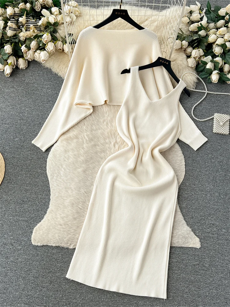 Singreiny-solide-zweiteilige-Strick-Set-Frauen-o-Hals-Langarm-Pullover ...