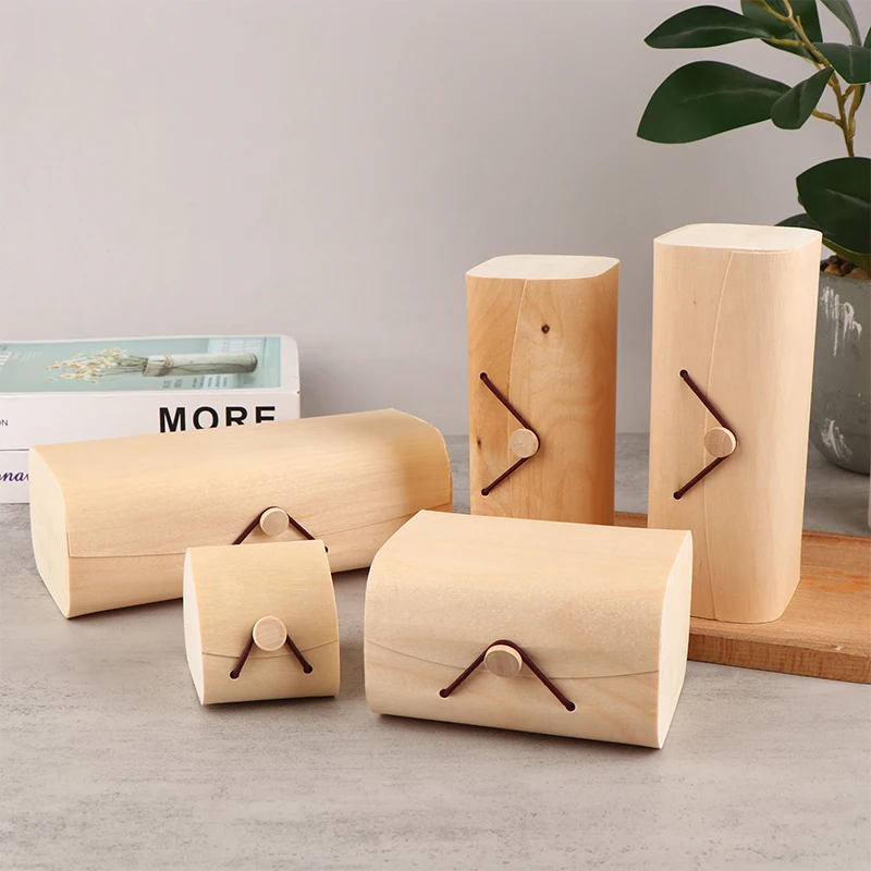 1Pc-Wooden-Storage-Box-Plain-Wood-With-Lid-Gift-Boxes-Curved-Gift ...