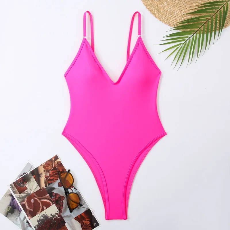 Solid Women/Girls Bikinis Sets Women One Piece Bathing Suit Beach Wear ...