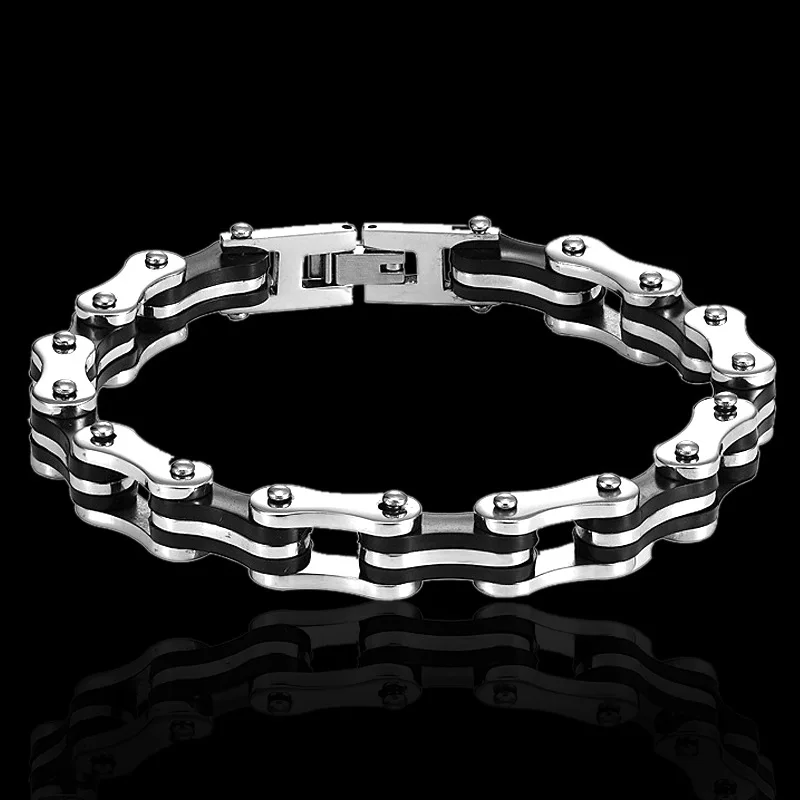 New Design Punk Stainless steel Bracelet For Man Motorcycle Bike Bicycle Chain Jewelry Bangle ...